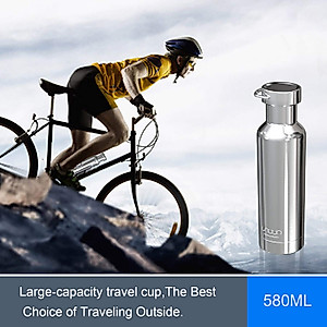 20oz Stainless Steel Water Bottle,Sports Water Bottle,Water Filter Bottle Make Alkaline Ionized Water,Excellent Taste, Double Wall Vacuum Insulated Cold,for outdoor sport,travel(sliver)