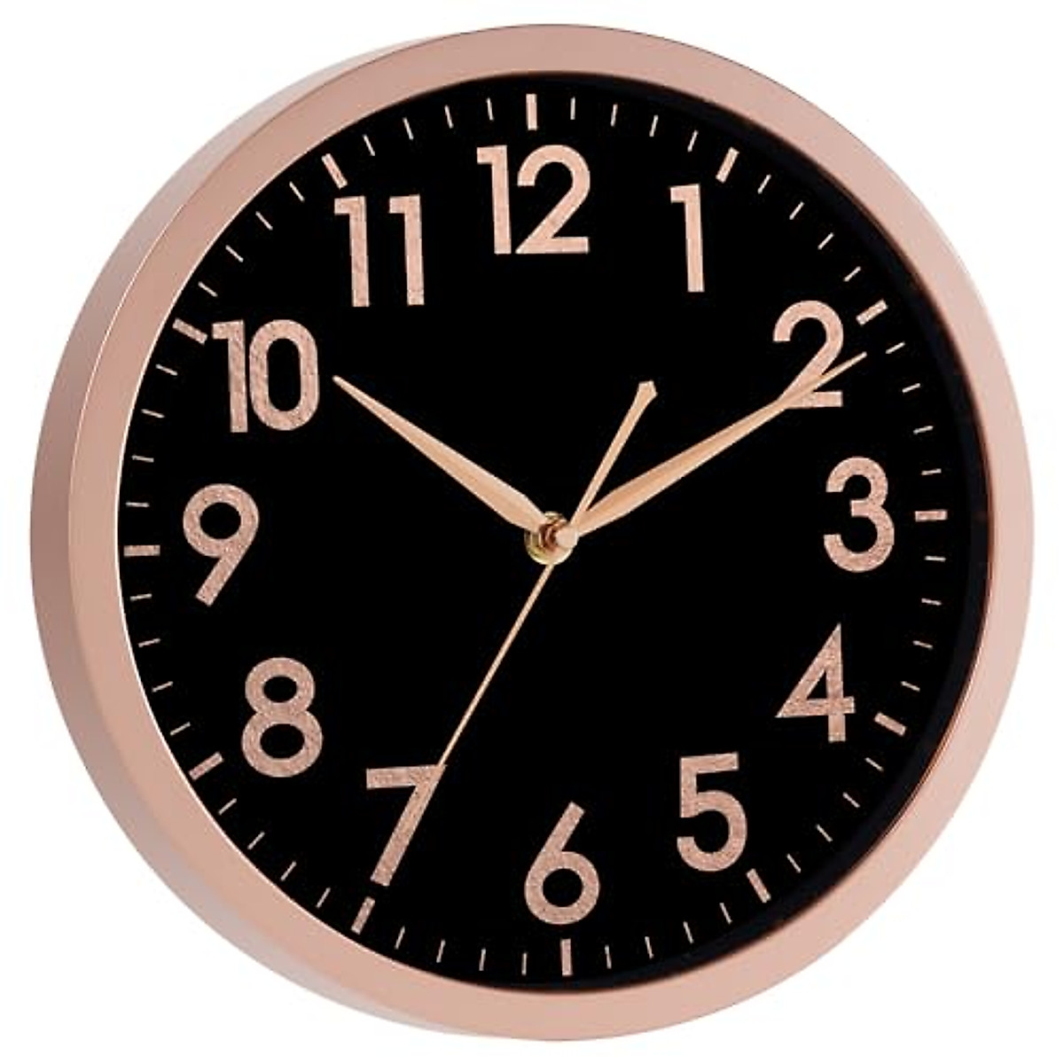 AKCISOT Wall Clock 10 Inch Rose Gold Modern Wall Clocks Battery Operated - Analog Small Silent Non Ticking Clock Decorative for Living Room, Office, Bedroom, Bathroom, Kitchen