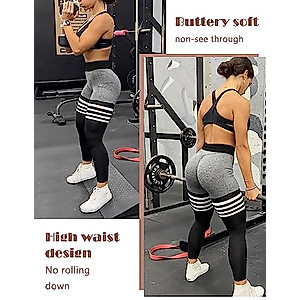 CFR Women Scrunch Butt Lifting Seamless Leggings High Waist Stretchy Workout Fitness Yoga Pants Tummy Control Gym Tights #4 Pants Stripe Black,M