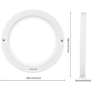 Youtob LED Flush Mount Ceiling Light, 15W 100 Watt Equivalent, 1200lm White Round Lighting Fixture for Kitchens, Closets, Stairwells, Basements, Hallways, Laundrys(Cool White 4000K-White)