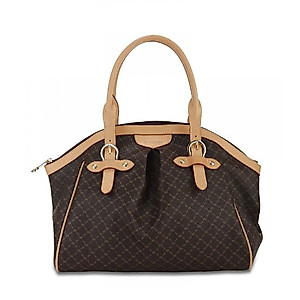 Signature Brown Ruched Satchel with Buckle by Rioni Designer Handbags & Luggage