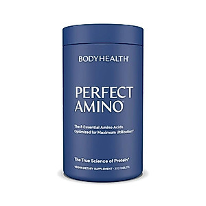 BodyHealth PerfectAmino (300 Tablets) 8 Essential Amino Acids Supplements with BCAA, Increase Muscle Recovery, Boost Energy & Stamina, 99% Utilization, Vegan Branched Chain Protein Pre/Post Workout