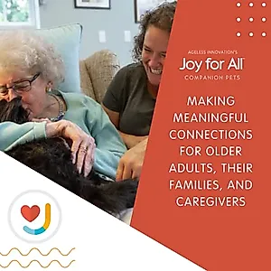 JOY FOR ALL Companion Pet for Seniors - Lifelike Animatronic Cat - Realistic Soft-Touch Fur & Purring - Therapy Stuffed Animal - Toy for Alzheimer's & Dementia - Tuxedo