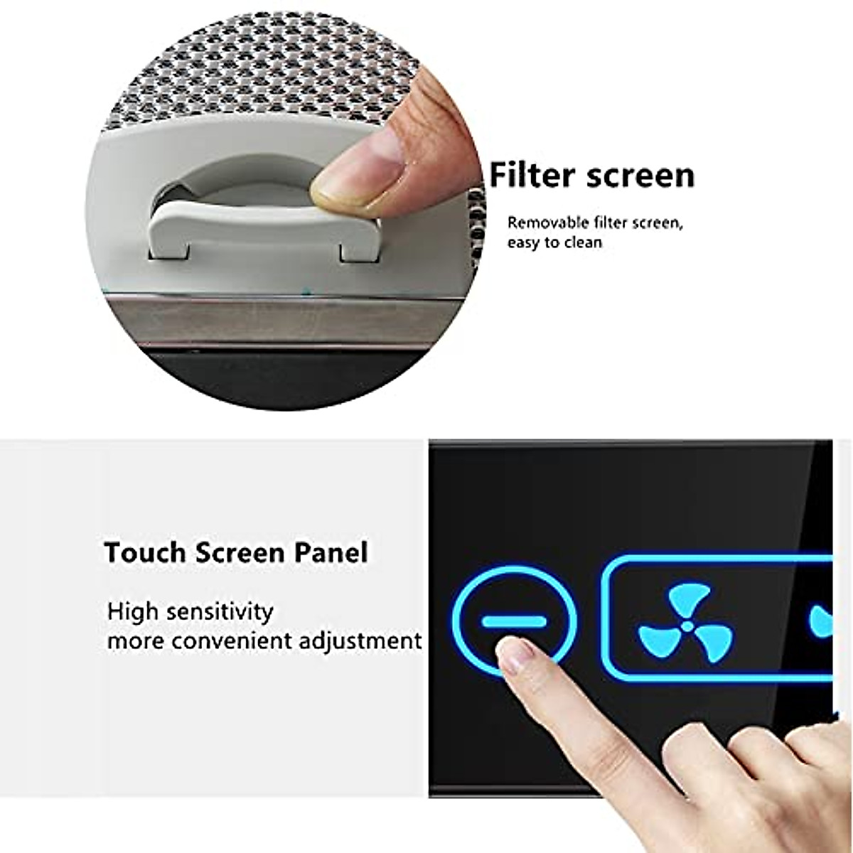 Under Cabinet Range Hood 12V Cooking Range Hood 3 Speed Adjustable with Touchable Screen LED Light for RV Camper Kitchen