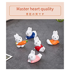 AEOLK Cute rabbit chopstick holder creative pottery decoration cute fashion gift home office desktop decoration car accessories kitchen supplies 5 pieces suitable for restaurant izakayaHoliday gifts,