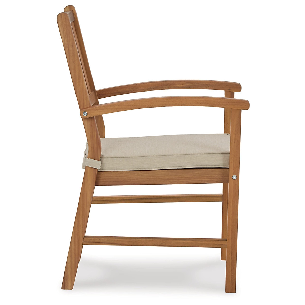 Signature Design by Ashley Janiyah Outdoor Acacia Wood Arm Chair & Cushion Set, 2 Count, Light Brown
