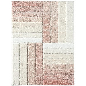 LUXE WEAVERS Lantanas Pink 5x7 Shag Geometric Area Rug, Modern, Stain Resistant, Plush Indoor Rugs