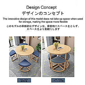 Round Coffee Tables,Dining Room Table Set,Kitchen Table and Chairs for 4,Negotiation Reception Tables and Chairs 1 Table and 4 Chairs ,for Home,Balcony,Coffee Shop,Library,Reception,Saving Space ( Col
