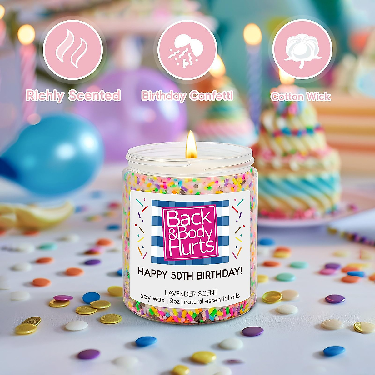 GSPY 50th Birthday Candles - 50th Birthday Gifts for Her, Him - Funny 50 Year Old Gifts for Women, Men - Turning 50, Happy 50th Birthday Gifts for Friend, Mom, Dad, Sister, Wife, Female