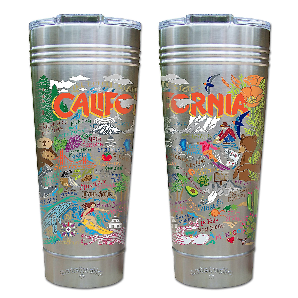 Catstudio California Thermal Tumbler | Triple Wall Insulation With Non Slip Bottom | Great Travel Cup for Water, Coffee, Tea, or Smoothies