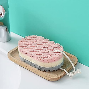 INGVY Dry Brushing Body Brush Bath Sponge Ball Shower Rub Whole Body Exfoliation Dead Skin Remover Massage Brush Moisturizing Scrubber Bathroom Accessory (Size : Gray)