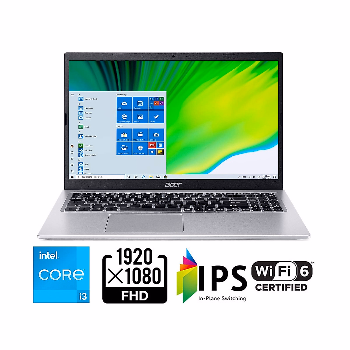 Acer Aspire 5 A515-56-363A, 15.6" Full HD IPS Display, 11th Gen Intel Core i3-1115G4 Processor, 4GB DDR4, 128GB NVMe SSD, WiFi 6, Backlit Keyboard, Windows 10 Home (S mode)
