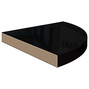 DYRJDJWIDHW Floating Corner Shelves 4 pcs Bookshelf for Bedroom,Shelves,Wood Bookcase,Suitable for Bedroom, Office, Living Room, Study,High Gloss Black 13.8"x13.8"x1.5" MDF