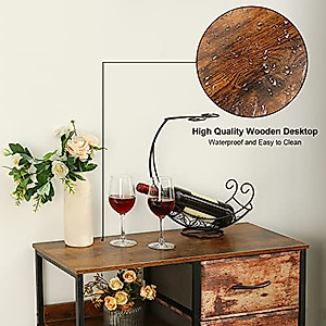 Vasfarok Nightstand End Table with Fabric Storage Drawer and Open Wood Shelf, Bedside Furniture with Steel Frame, Side Table for Bedroom, Dorm, Easy Assembly