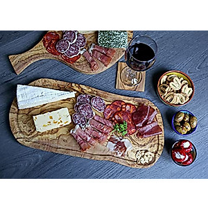 Cleminson 18” x 9” Olive Wood Carving, Cutting and Serving Board with Juice Groove - Large