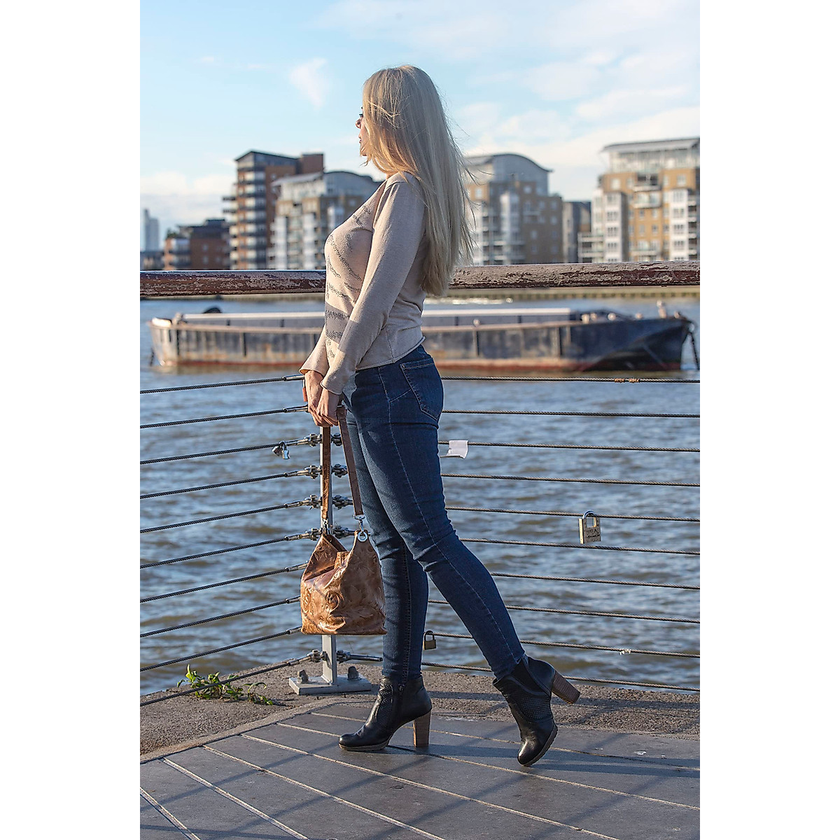 LiaTalia Womens Shoulder Bag - Soft Grained Leather - Medium Size Hobo Handbag Purse Made with 100% Italian Leather - ADAL (Olive Green)