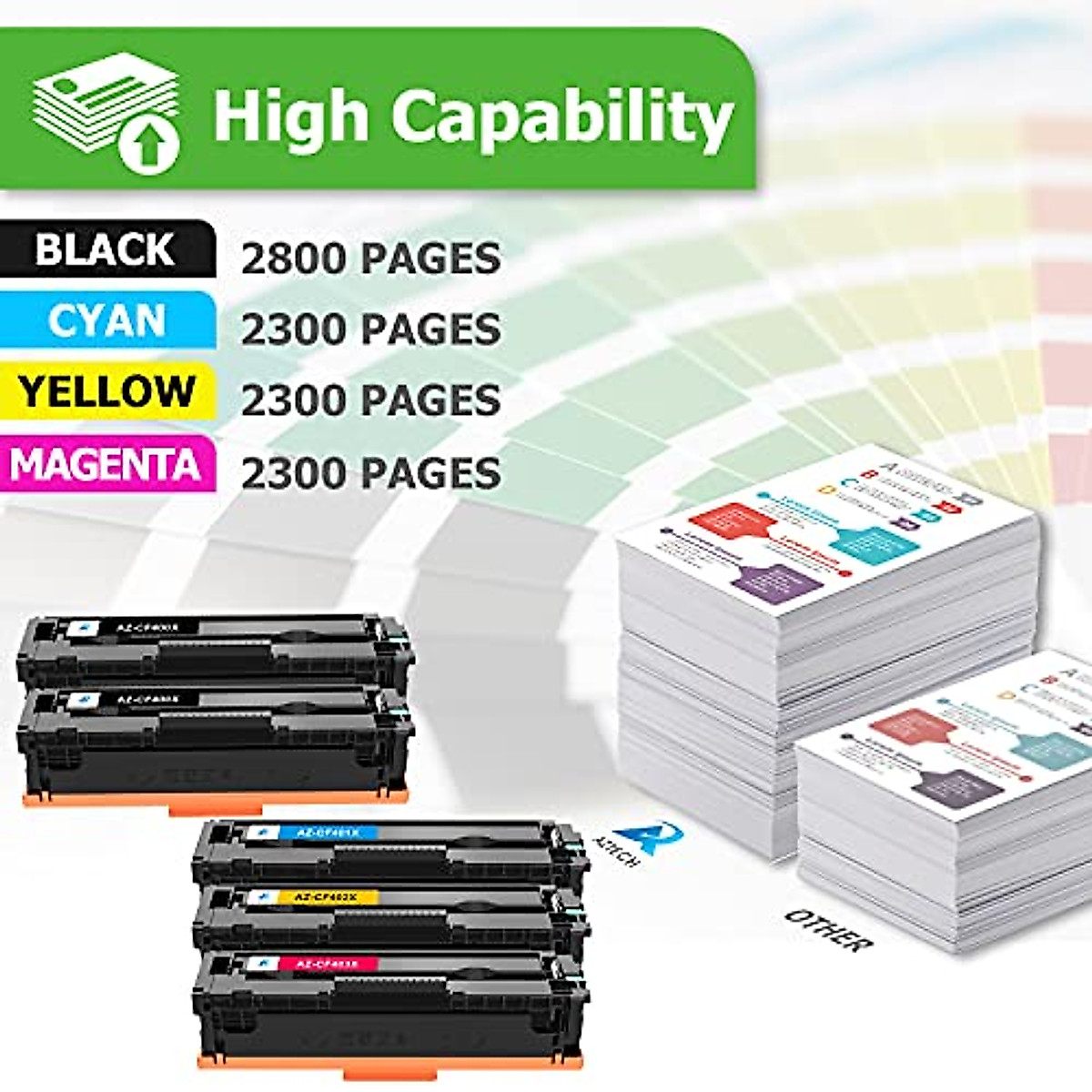 Aztech Compatible Toner Cartridge Replacement for HP 201A 201X M252dw CF400X CF400A Color Pro MFP M277dw M277c6 M277 M252 Printer Ink CF401X CF402X CF403X (Black Cyan Yellow Magenta, 5-Pack)
