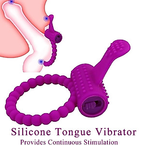 Vibrating Clitoral Stimulator Cock Ring, Silicone Penis Ring with Vibrator Ejaculation Delay Erection Enhance Adult Erotic Sex Toys for Men Couples