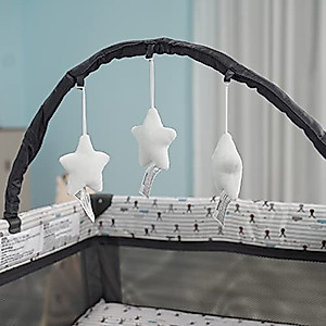 Pamo Babe Portable Playard,Sturdy Play Yard with Mattress and Toy bar with Soft Toys (Grey)…