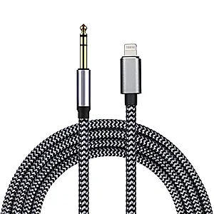 Lightning to 6.35mm 1/4 inch TRS Audio Stereo Cable for iPhone 12/11/X/XS/XR/8/7/iPad/iPod, Amplifier, Speaker, Headphone, Mixing Console 6.6Feet