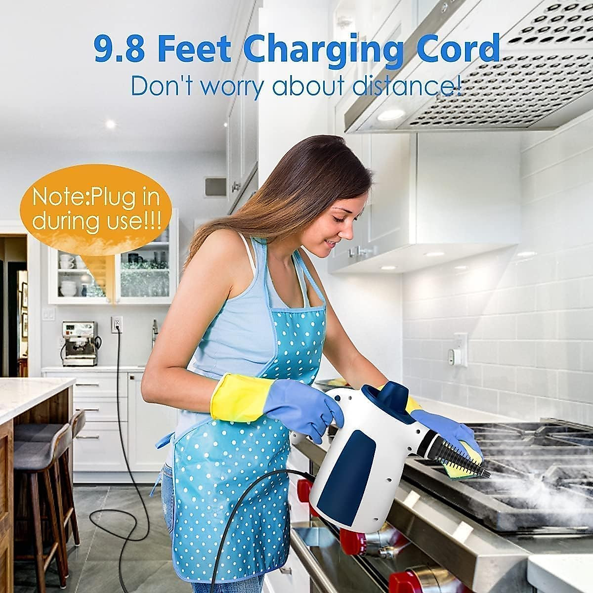 Handheld Steam Cleaner, Pressurized Steam Cleaner Fast Heating Time with Safety Lock and 9 Accessory, Multi-Surface Steam Cleaner with Chemical Free for Home Use, Upholstery, Car, Floor and Tile