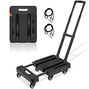ITHWIU 500 LB Heavy Duty Folding Hand Truck with 6 Wheels Solid Construction Compact and Utility Luggage Cart for Luggage/Personal/Shopping/Auto/Moving & Office Use – Stretchable, Black