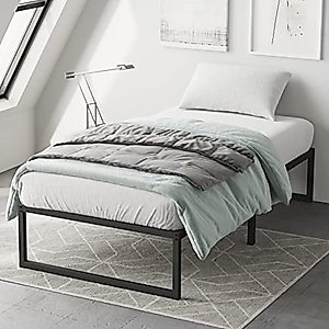 Richwanone 14 inch Twin XL Platform Bed Frame Heavy Duty Metal Mattress Foundation with Steel Slat Support, No Box Spring Needed, Easy Assembly, Black
