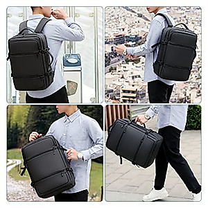 DAILY&DIARY Travel backpack, Carry On Backpack for Men Women 40L Traveling Backpack Flight Airline Approved 15.6 Inch Waterproof Laptop Backpack with USB Charging Port, Black