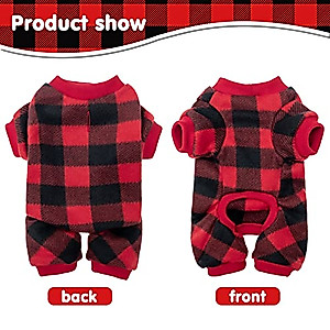 MUDAN Dog Sweaters Grid for Cold Weather Cat Apparel (RED, M)