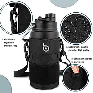 BOTTLE BOTTLE Insulated Water Bottle 64 oz with Straw and Dual-use Lid Half Gallon Water Jug Vacuum Stainless Steel for Workout and Sports Insulated Beer Growler with Handle（Ocean Blue）