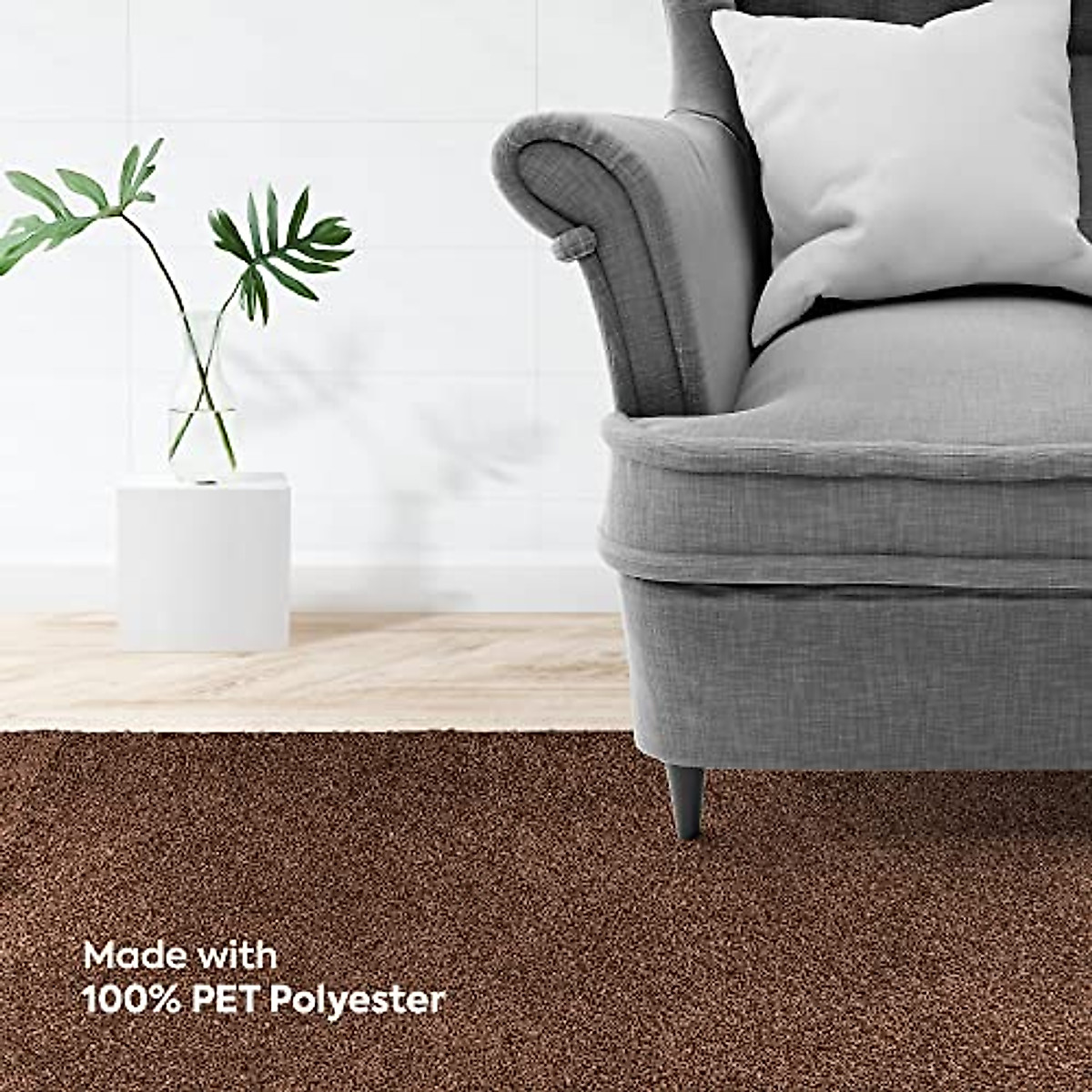 Furnish my Place Modern Plush Solid Brown Color Rug, Indoor/Outdoor Mat, Area Rugs Great for Kids, Pets, Event, Wedding, Living Room, Made in USA, 2' x 3' Oval - Set of 3