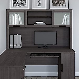 Bush Furniture Somerset 60W Desk Hutch in Storm Gray