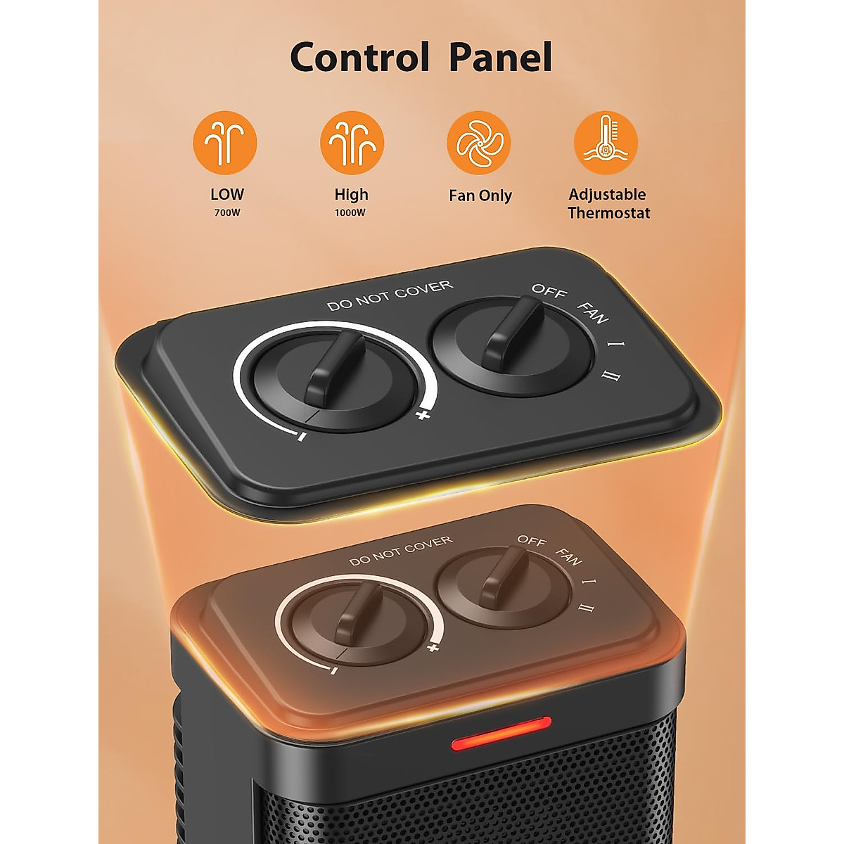 1000W/700W Space Heater, Small Ceramic Space Heater with Thermostat, Mini Portable Electric Heater with Fast Safety Heat, Multiple Protection for Home Office Desk