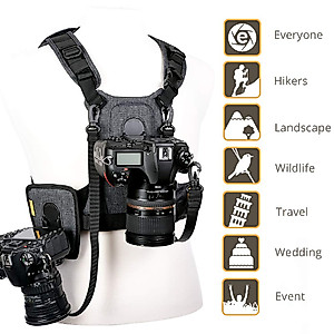 Cotton Carrier G3 Dual Camera Harness for 2 Camera's Gray