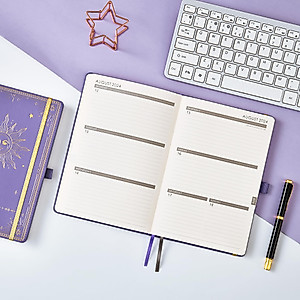 2024 Planner - 2024 Weekly Monthly Planner, Janaury 2024 - December 2024, 5.75" x 8.25", Faux Leather Planner 2024 with Back Pocket & 40 Notes Pages - Medium Purple