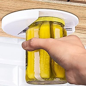 Under Cabinet Jar Opener,Under Cabinet Jar Lid & Bottle Opener/Opens Any Size/Type of Lid Effortlessly,Great for Seniors & Weak ands or Arthritic Hands, 7 Inches（White）…