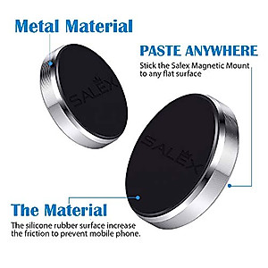 SALEX Flat Magnetic Mounts 3 Pack with 3M Adhesive. Gold Cell Phone Holder Stick on Car Dashboard, Wall, Mirror. Universal Low Profile Magnet Kit for Tablets, Smartphones with Cases up to 13 inches.