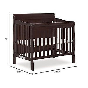 Dream On Me Alice 3-in-1 Full Panel Convertible Mini Crib, Espresso, Greenguard Gold Certified, 720 Oz