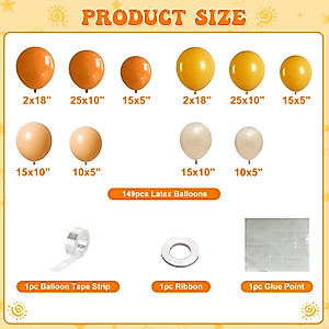 Here Comes The Sun Balloon Arch Kit 134Pcs Retro Beige Orange Yellow Balloons Here Comes the Son Baby Shower Boy Boho Sunshine Theme Birthday Party Decorations