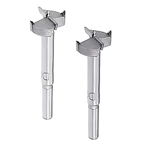 uxcell Forstner Drill Bits 24mm, Tungsten Carbide Wood Hole Saw Auger Opener, Woodworking Hinge Hole Drilling Boring Bit Cutter, 2pcs (Gray)