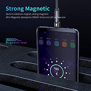 Yidawin 540° Rotating Magnetic Charging Cable, 3 in 1 Nylon Braided Magnetic Phone Charger Cable with Led Light, Compatible with Micro USB, Type C, iProduct and Most Devices [6.6ft/Black]