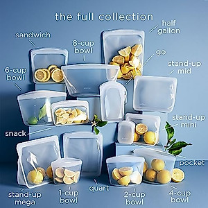 Stasher Reusable Silicone Storage Bag, Food Storage Container, Microwave and Dishwasher Safe, Leak-free, Bundle 2-Pack Bowls, Clear