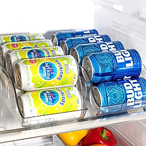 Set of 2 - JinaMart Refrigerator Organizer Bin Pop Soda Can Beverage Holder for Fridge, Kitchen, Countertops, Cabinets - Clear Plastic Can Dispenser and Canned Food Pantry Storage Rack (Without Lid)