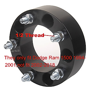 ZY WHEEL 4pcs Wheel Spacers 1.5"(38mm) Thick 5x5.5 (5X139.7) Bolt Pattern 108mm Hub Bore with 1/2" Studs Compatible for Dodge Ram 1500, Ford F100 F150 E100 E150 Bronco Black