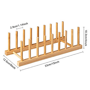 HBlife Bamboo Dish Plate Bowl Cup Book Pot Lid Cutting Board Drying Rack Stand Drainer Storage Holder Organizer Kitchen Cabinet（Keep Dry）