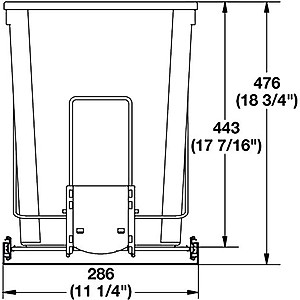 Hafele Double Waste Bin Base Cabinet Pull Out System with 2 x 27 qt (54 Qt) Bins and Handle