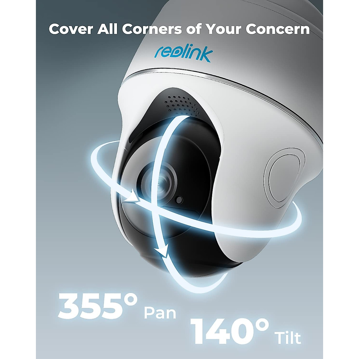 REOLINK Argus PT +SP - 5MP Security Cameras Wireless Outdoor, Solar Powered, 360° Pan Tilt, 5/2.4Ghz Dual Band WiFi, Smart Detection, No Extra Fee, No Hub Needed