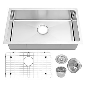 MILOSEN RV Kitchen Sink, 27''×16''×7'' Stainless Steel Undermount Kitchen Sink, Single Bowl Kitchen Sinks, Kitchen Sink for RV, 7 inch Depth Outdoor Kitchen Sink