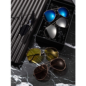 10 Pieces Classic Mirrored Flat Lens Sunglasses Lens Metal Frame Sunglasses for Men Women