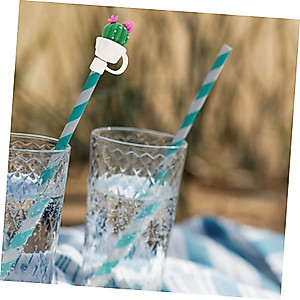 Zerodeko 4pcs Cactus Straw Plugs Silicone Drinking Straws Drinking Straw Caps Reusable Silicone Straw Caps Drinking Pipe Cover Cute Straw Topper Straw Tip Cover Straw Protectors Green Pvc